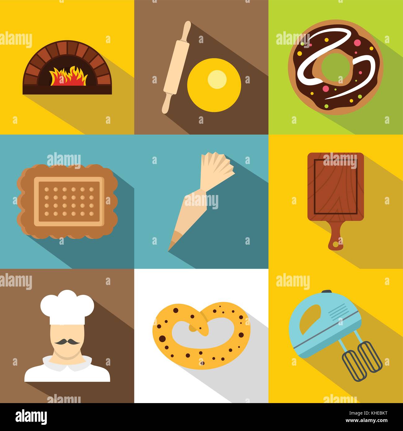 Bakery icons set, flat style Stock Vector Image & Art - Alamy