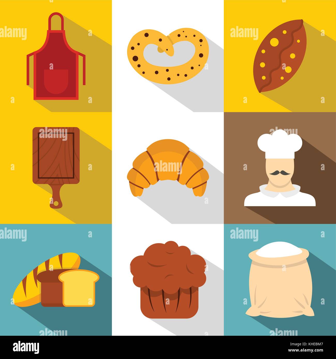 Pastries icons set, flat style Stock Vector Image & Art - Alamy