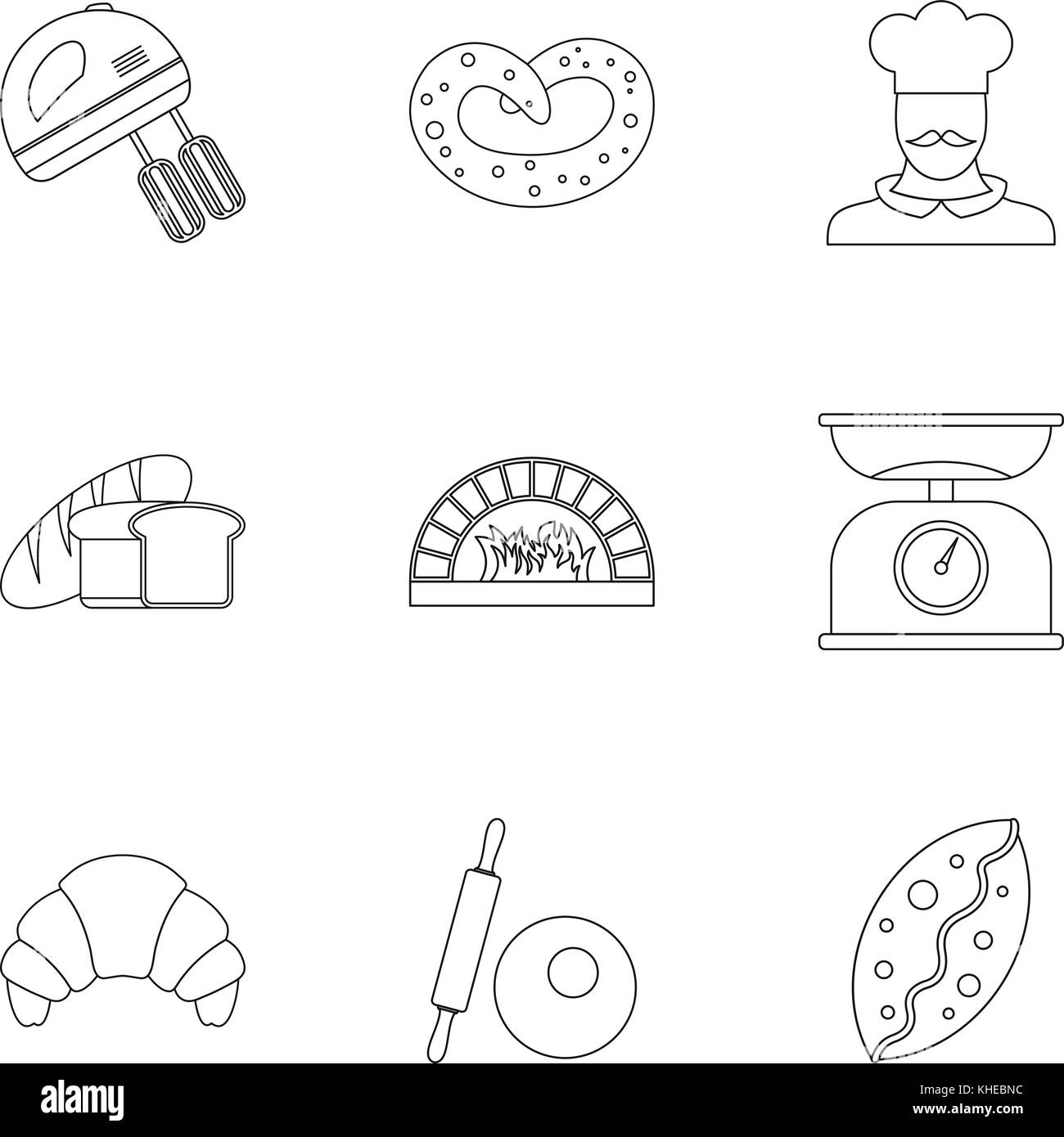 Bakery icons set, outline style Stock Vector Image & Art - Alamy