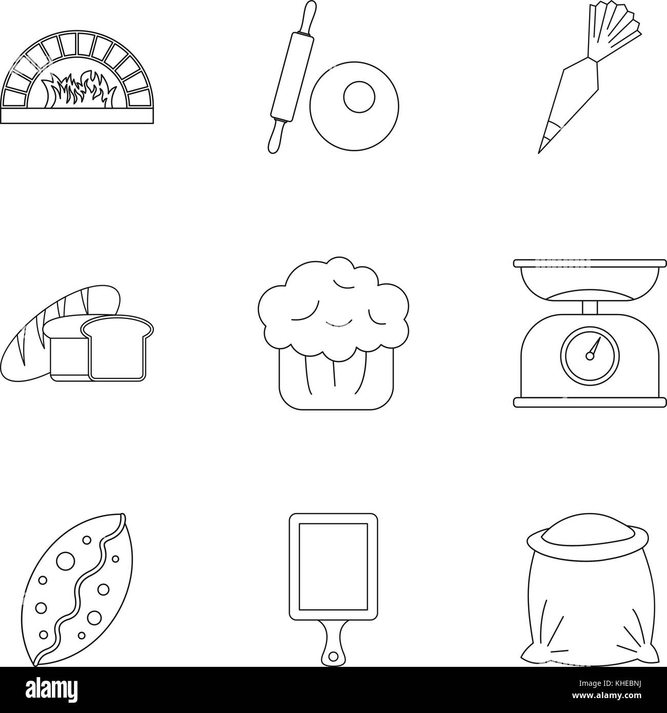 Sweet pastries icons set, outline style Stock Vector Image & Art - Alamy
