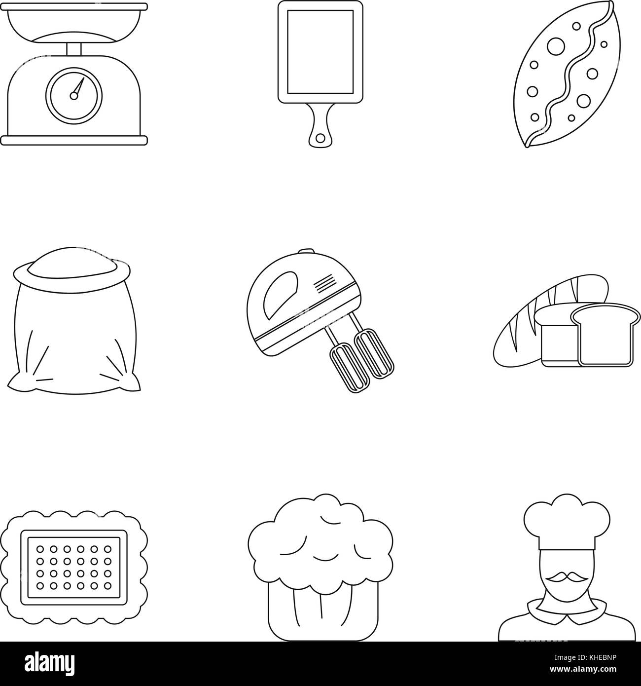 Pastries icons set, outline style Stock Vector Image & Art - Alamy