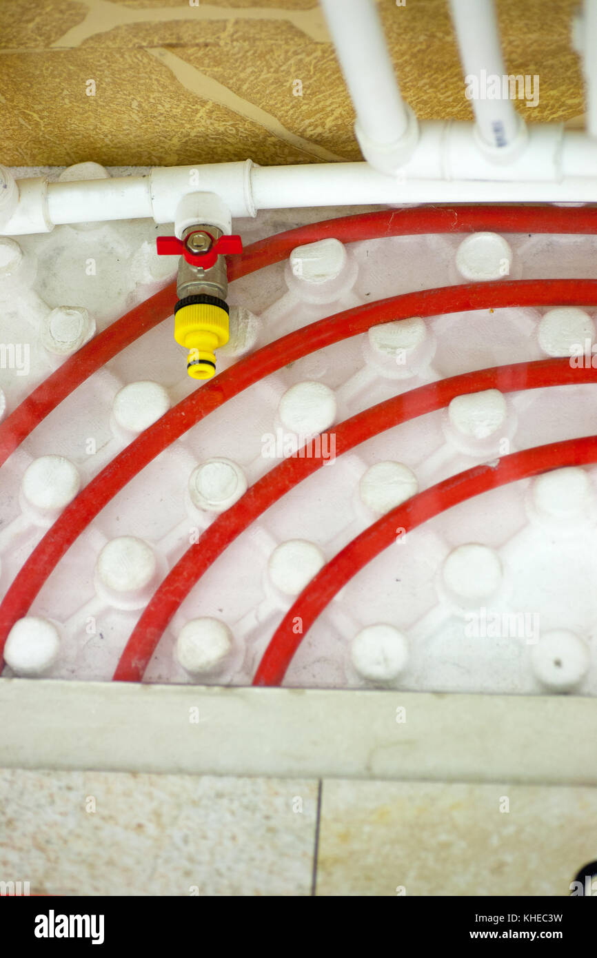 Floor heating pipe. Installation of engineering systems in a building ...