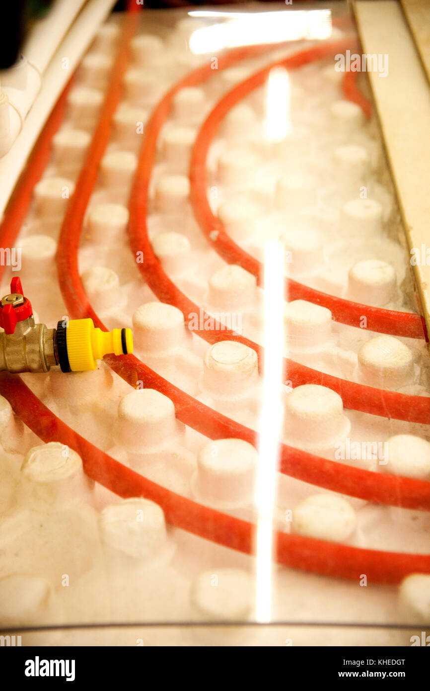 Floor heating pipe. Installation of engineering systems in a building ...