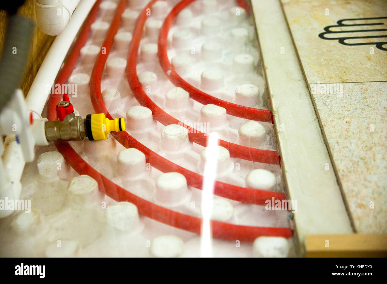 Floor heating pipe. Installation of engineering systems in a building ...