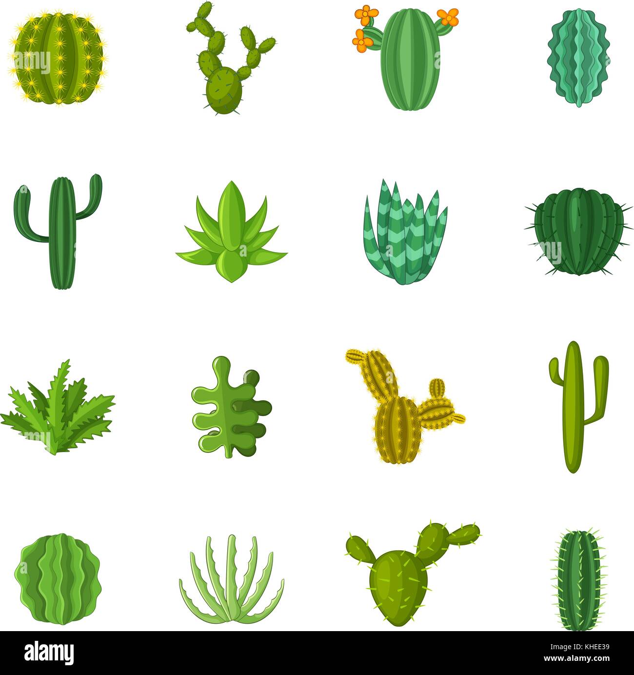 Green cactuses icons set, cartoon style Stock Vector Image & Art - Alamy
