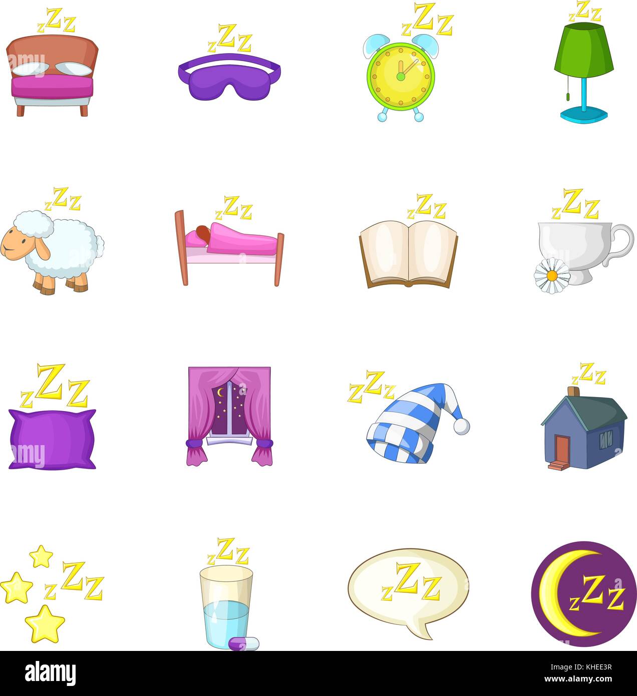 Sleep symbols icons set, cartoon style Stock Vector Image & Art - Alamy
