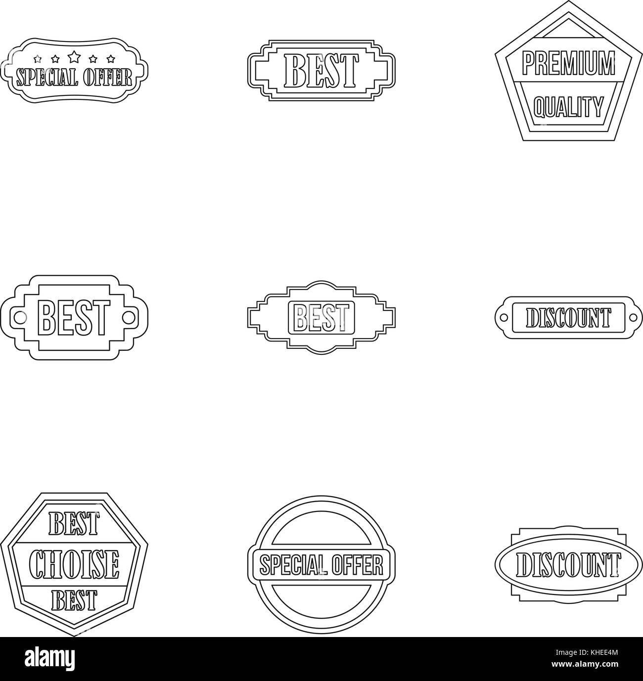 Tag icons set, outline style Stock Vector Image & Art - Alamy