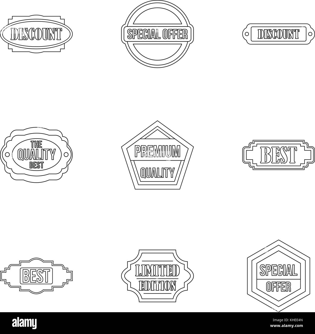 Label icons set, outline style Stock Vector Image & Art - Alamy
