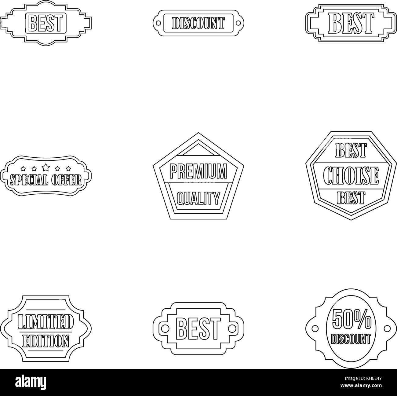 Badge icons set, outline style Stock Vector Image & Art - Alamy