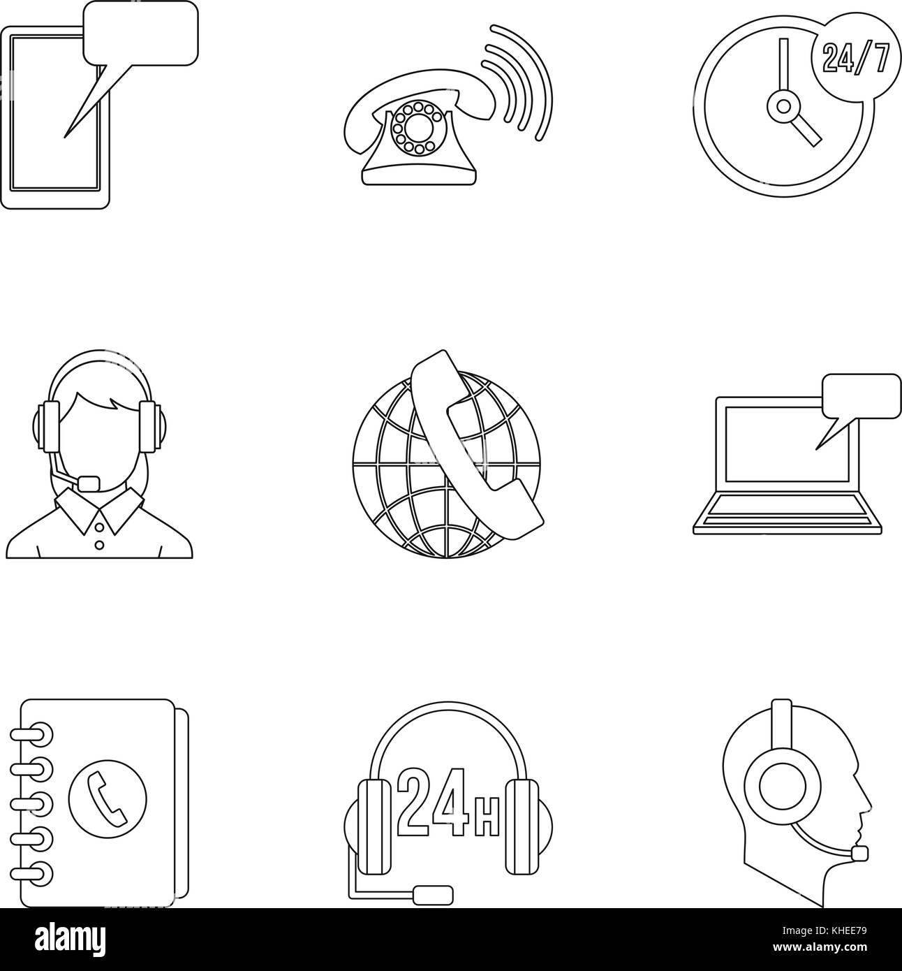 Online consultation icons set, outline style Stock Vector Image & Art ...