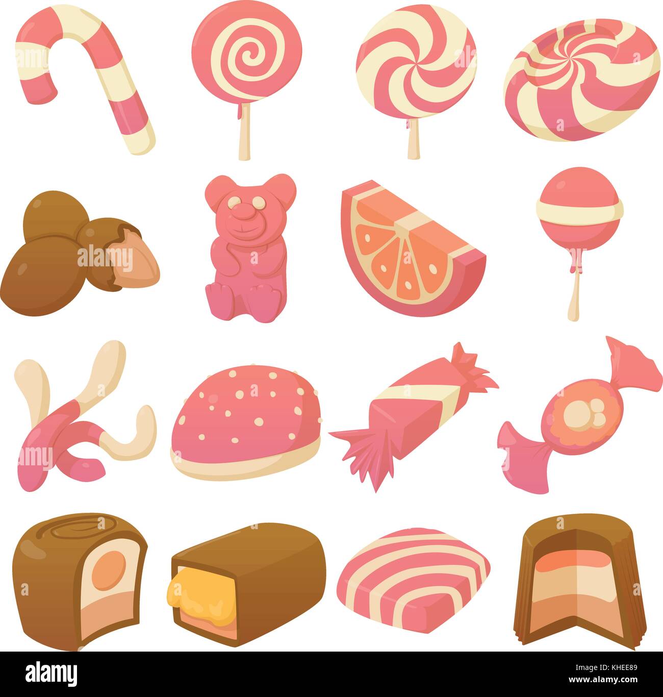 Sweets and candies icons set, cartoon style Stock Vector Image & Art ...