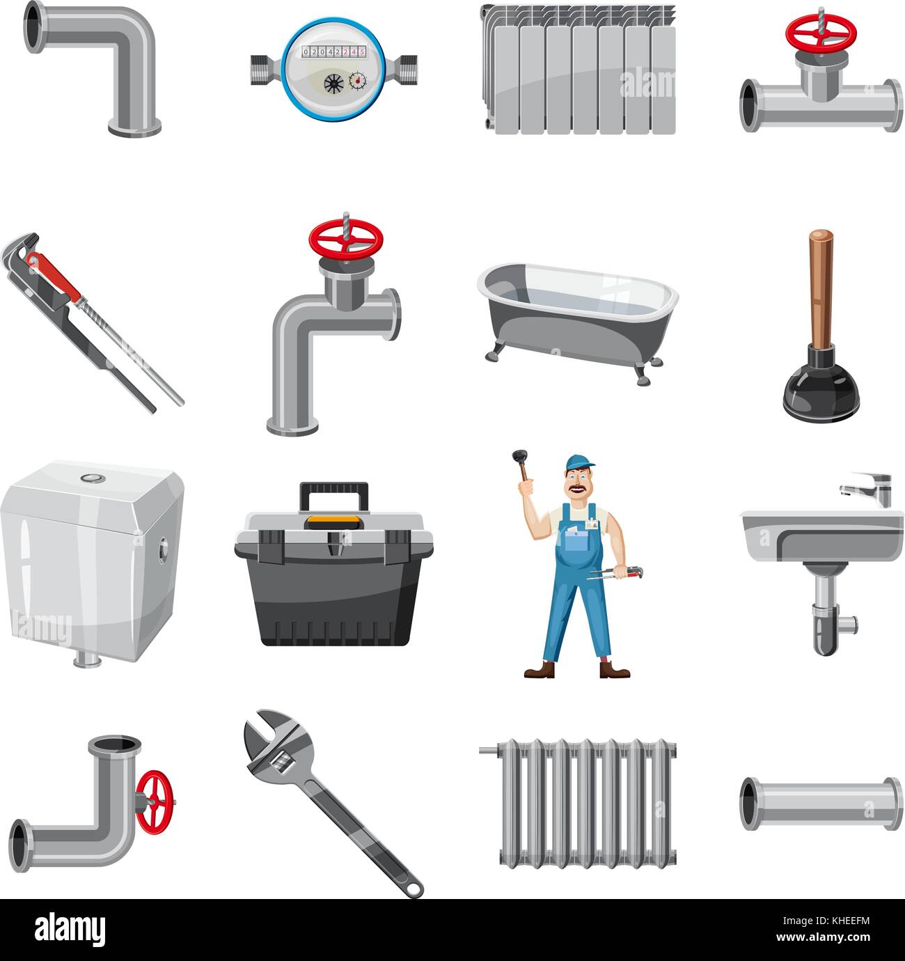 Plumber items icons set, cartoon style Stock Vector Image & Art - Alamy