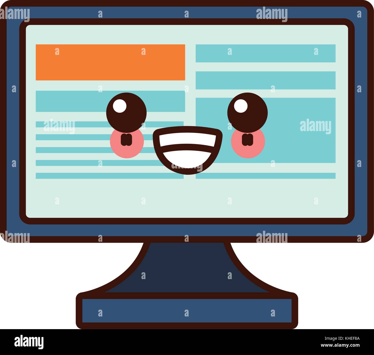Computer monitor screen cute kawaii cartoon Stock Vector Image & Art ...