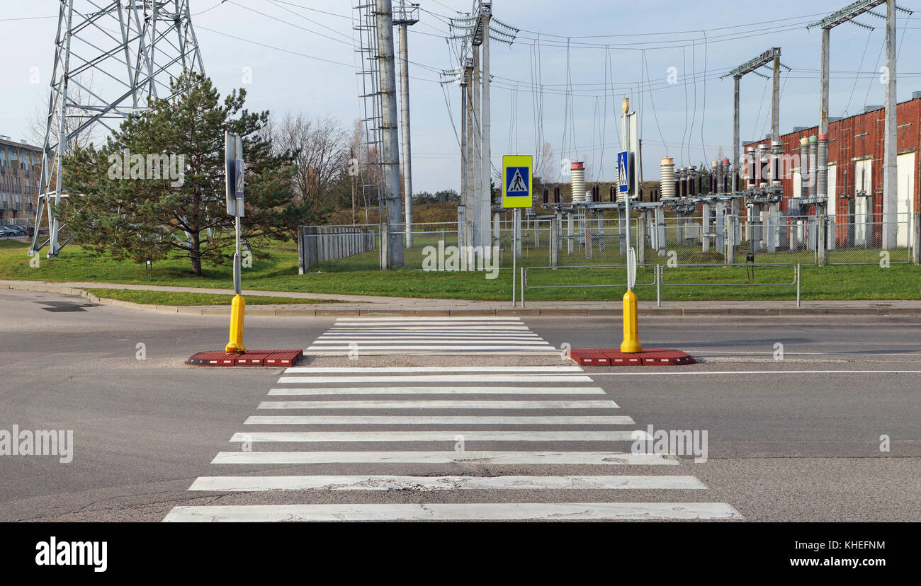 A very dangerous pedestrian crossing near a high-voltage electrical ...