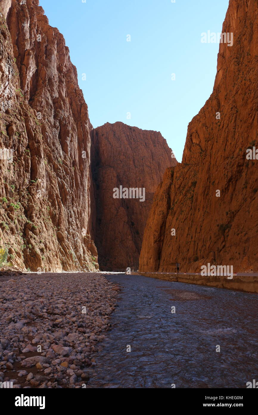 FInal section of Todgha (Todra) Gorges in Morocco during a sunny winter ...