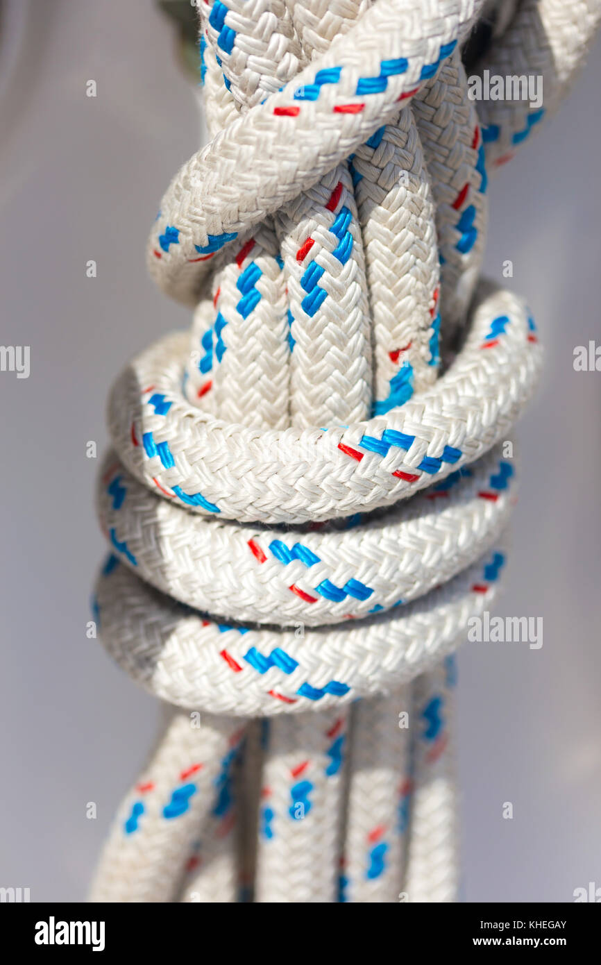closeup of a ropes in a luxury sail boat Stock Photo - Alamy