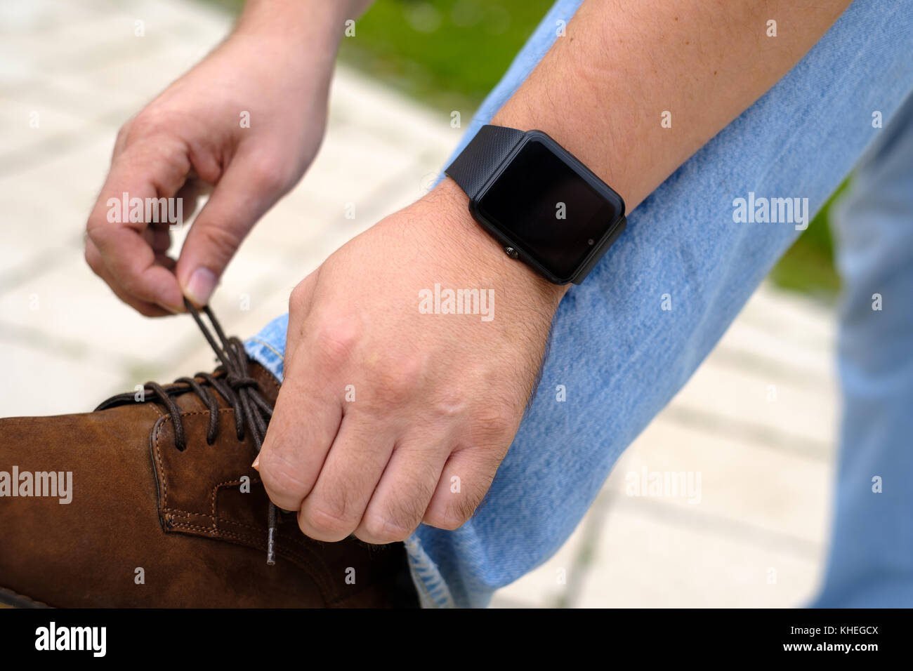 Man using smartwatch app on hi-res stock photography and images - Alamy