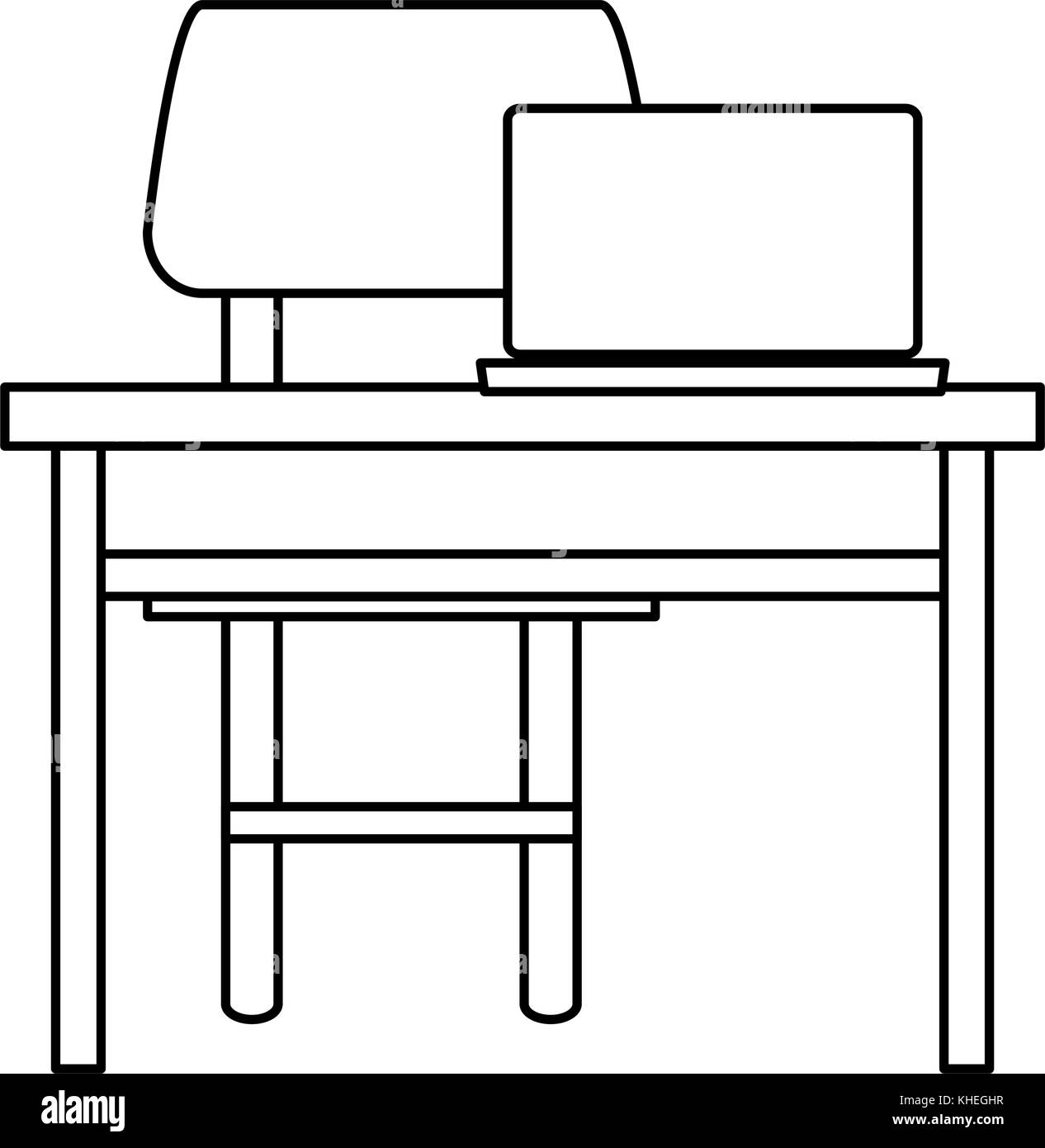 Computer on desk Stock Vector Image & Art - Alamy