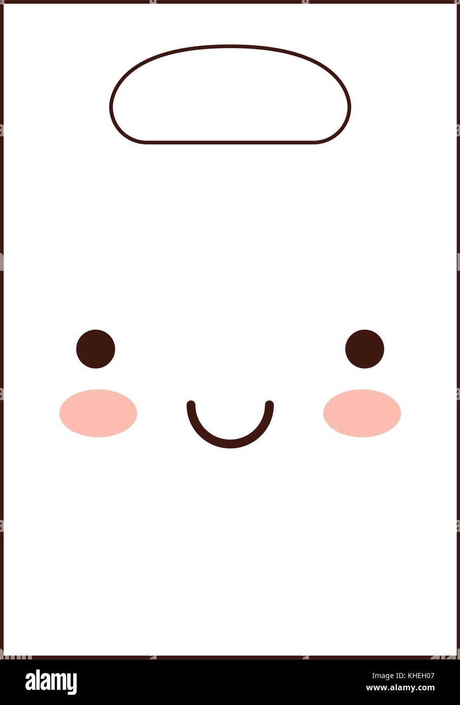 kawaii paper bag with handle in brown silhouette Stock Vector Image ...