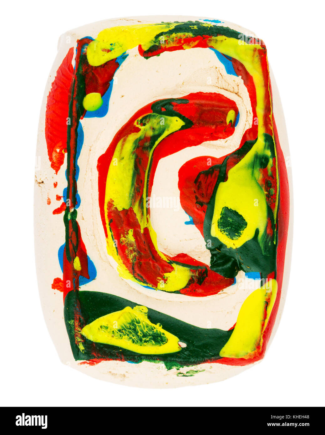 Handmade of white clay letter C painted with colorful acrylic paints ...