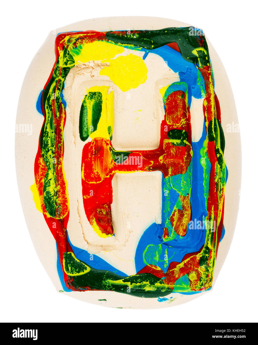 Handmade of white clay letter H painted with colorful acrylic paints ...