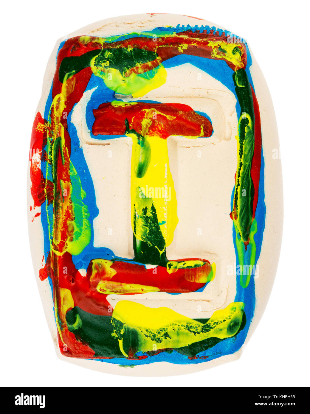 Handmade of white clay letter I painted with colorful acrylic paints ...