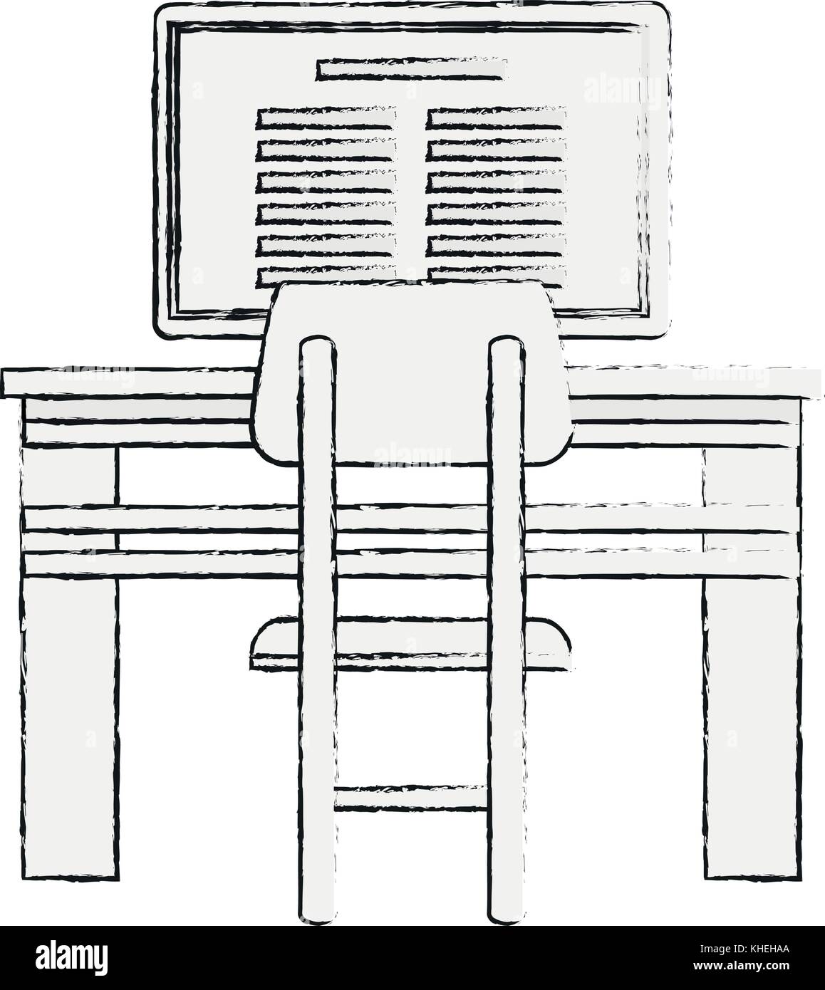 Computer on desk Stock Vector Image & Art - Alamy