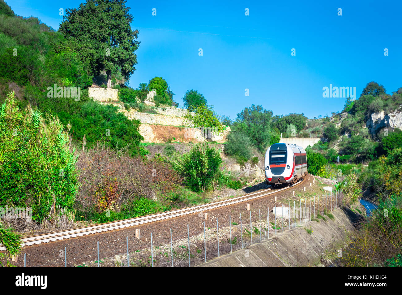 Train in sardinian country in a sunny day Stock Photo - Alamy