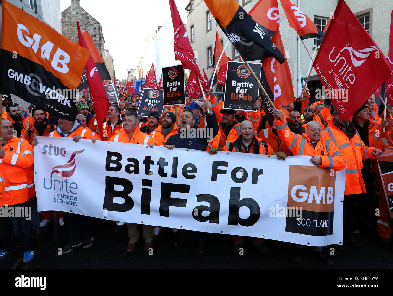 Workers from crisis-hit fabrication firm BiFab march through Edinburgh ...