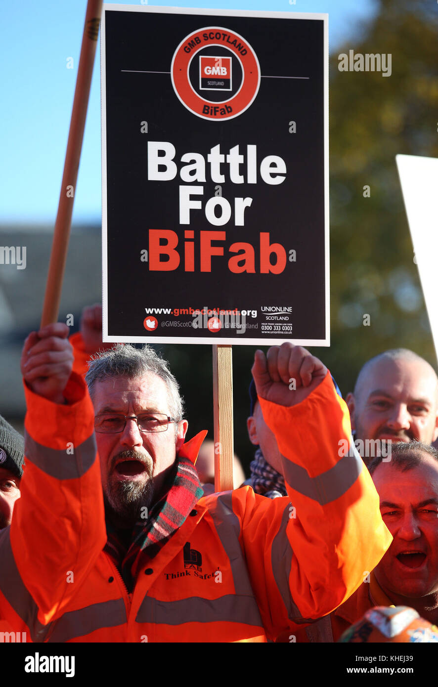 Workers from crisis-hit fabrication firm BiFab march through Edinburgh ...
