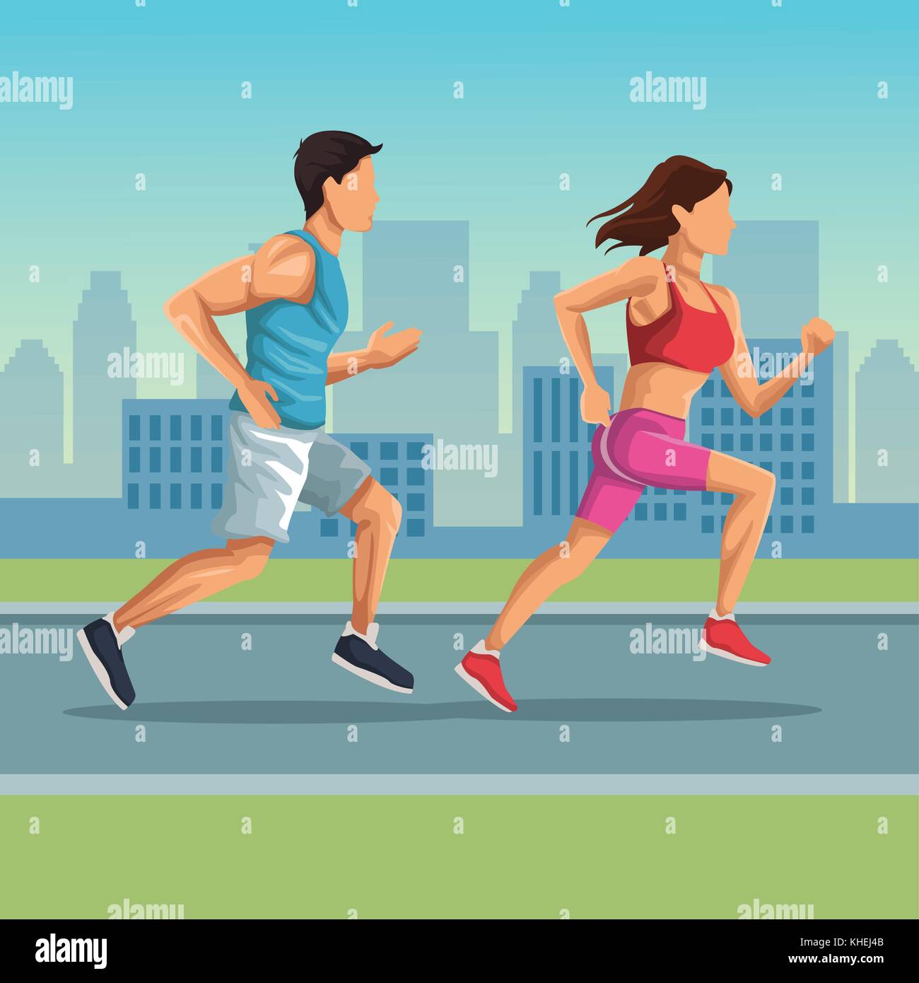 Marathon in the city cartoon Stock Vector Image & Art - Alamy