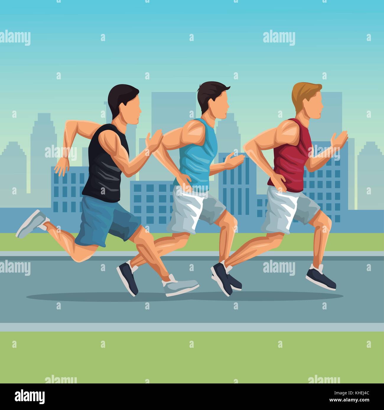 Marathon in the city cartoon Stock Vector Image & Art - Alamy
