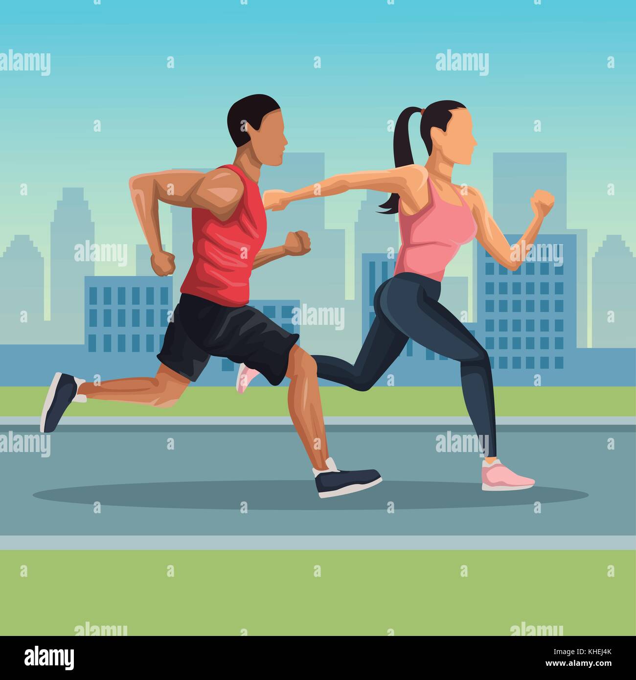 Marathon in the city cartoon Stock Vector Image & Art - Alamy