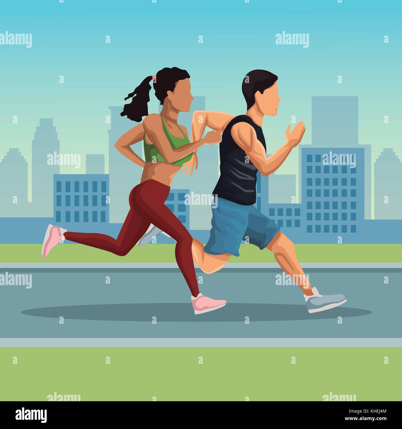 Marathon in the city cartoon Stock Vector Image & Art - Alamy