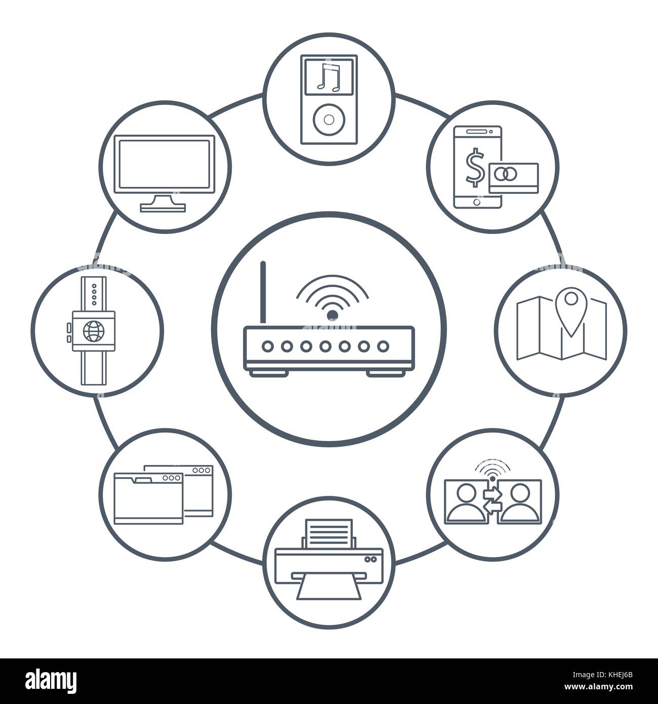 Internet technology round icons Stock Vector Image & Art - Alamy