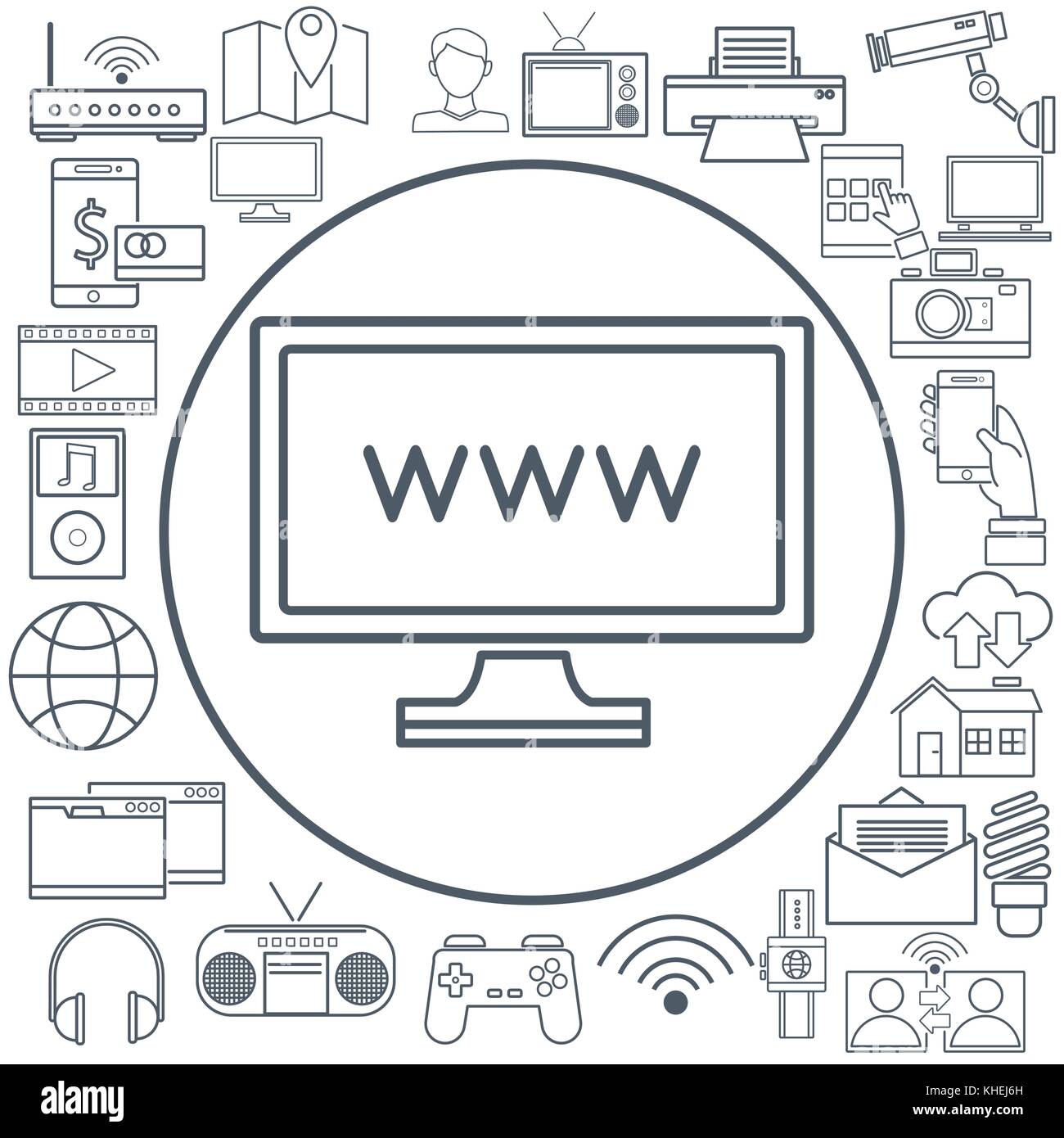 Internet technology round icons Stock Vector Image & Art - Alamy