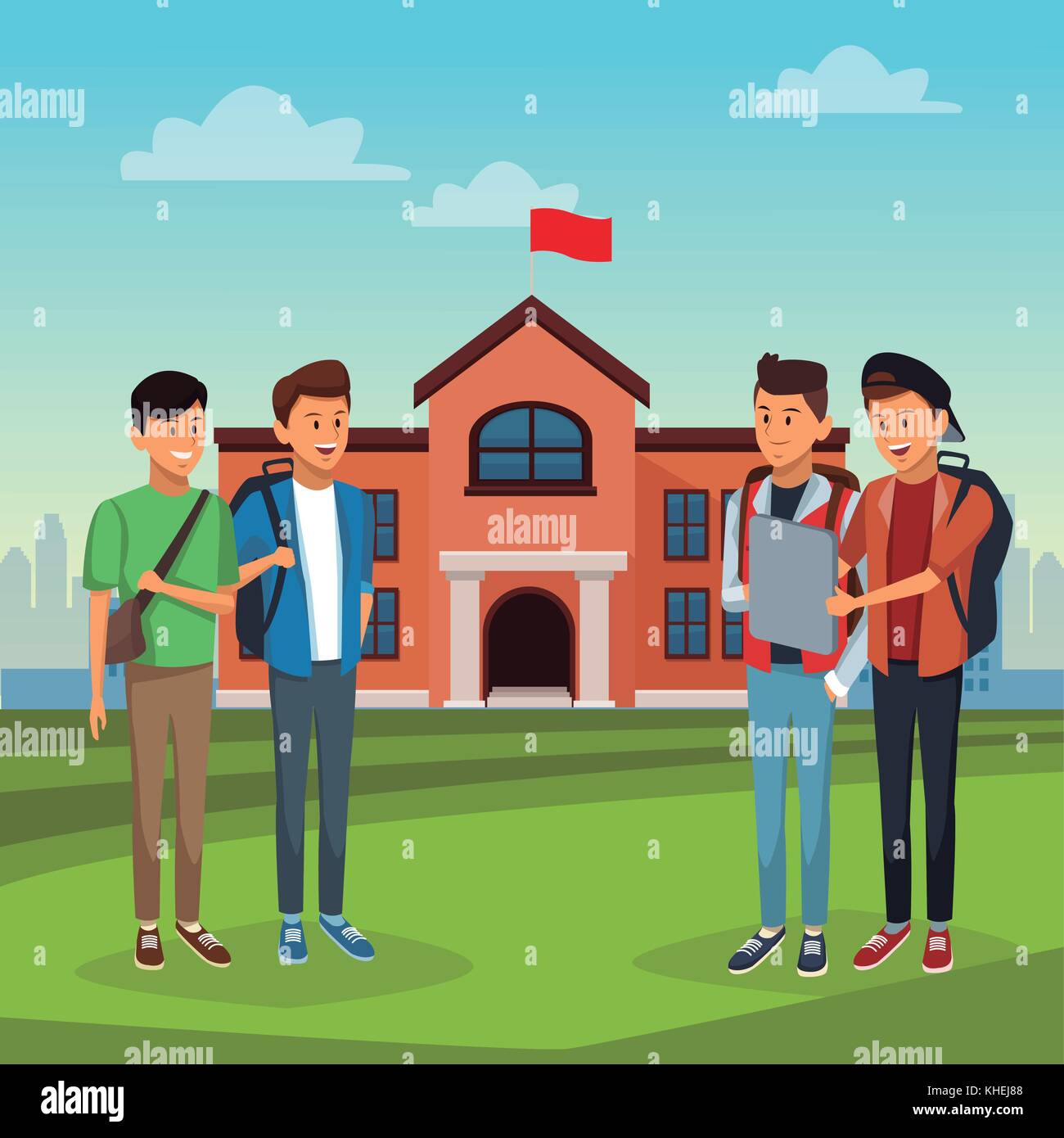 Young students in highschool building Stock Vector Image & Art - Alamy