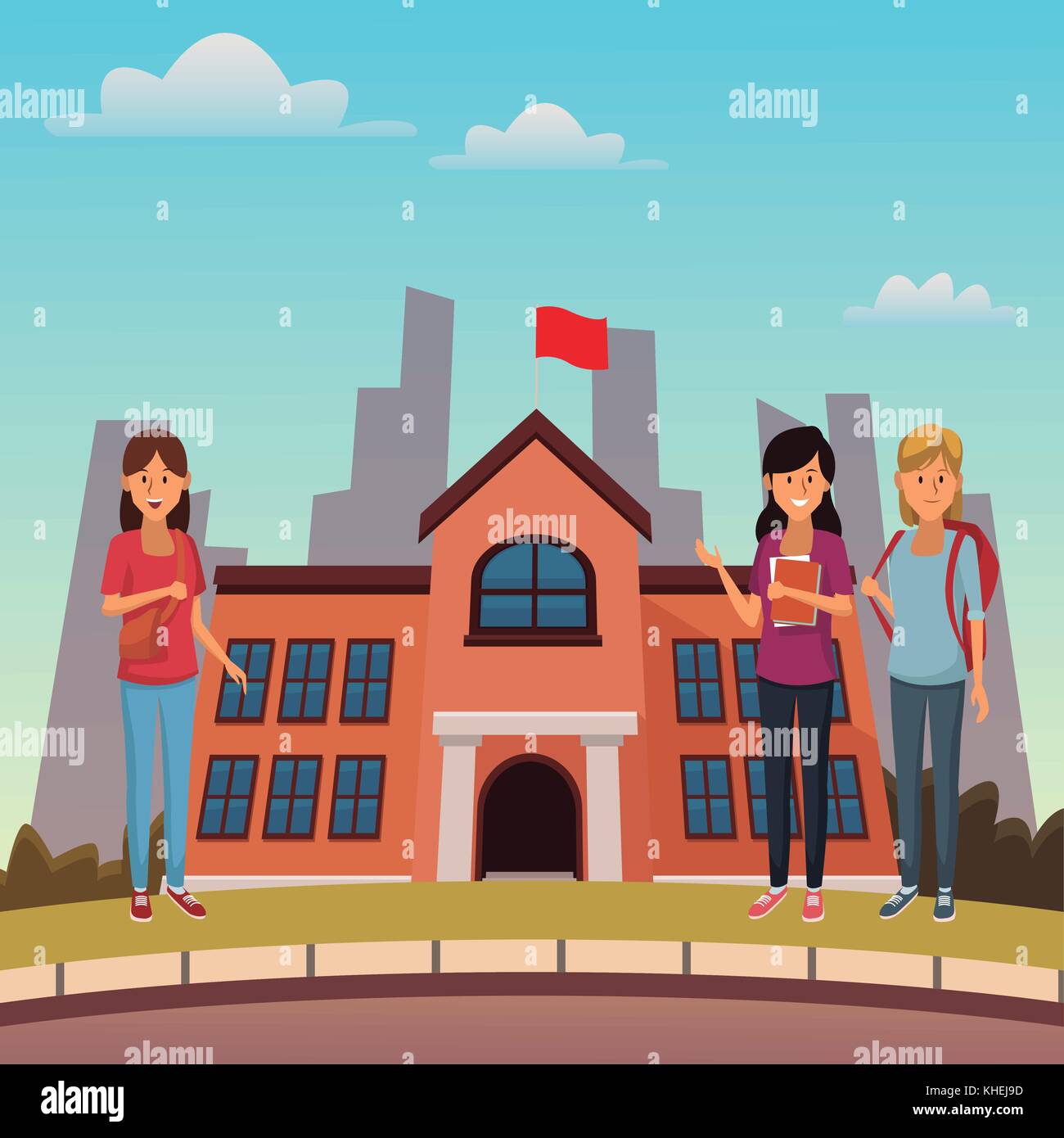 Young students in highschool building Stock Vector Image & Art - Alamy