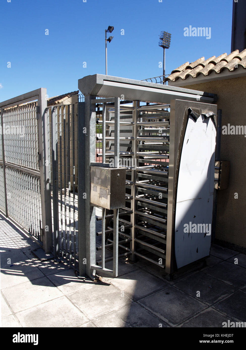 Turnstiles at AO Kerkyra football and athletics stadium, Corfu, Greece ...