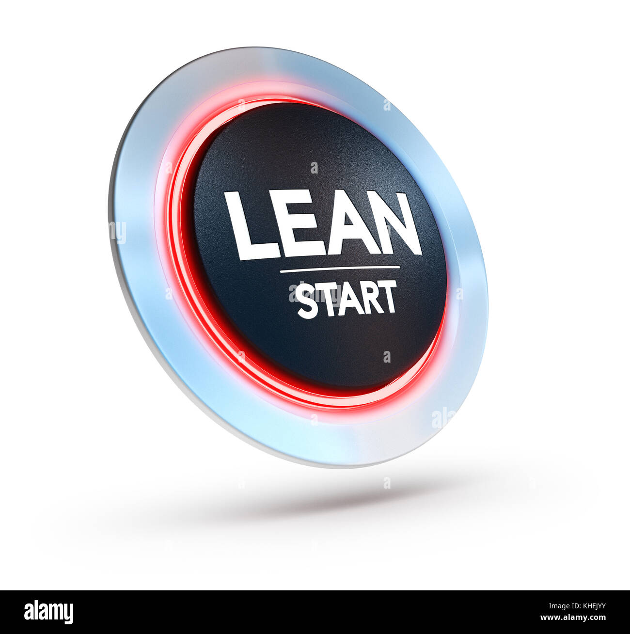 3D illustration of a button with the text lean start over white ...