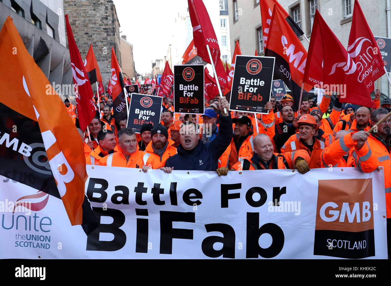 Workers from crisis-hit fabrication firm BiFab march through Edinburgh ...