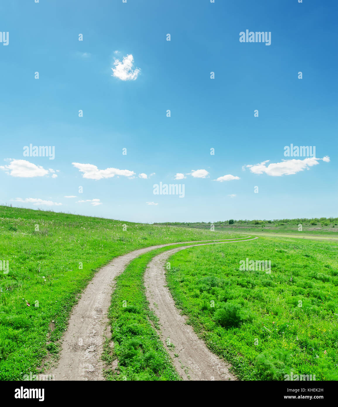 dirty road in green landscape Stock Photo - Alamy