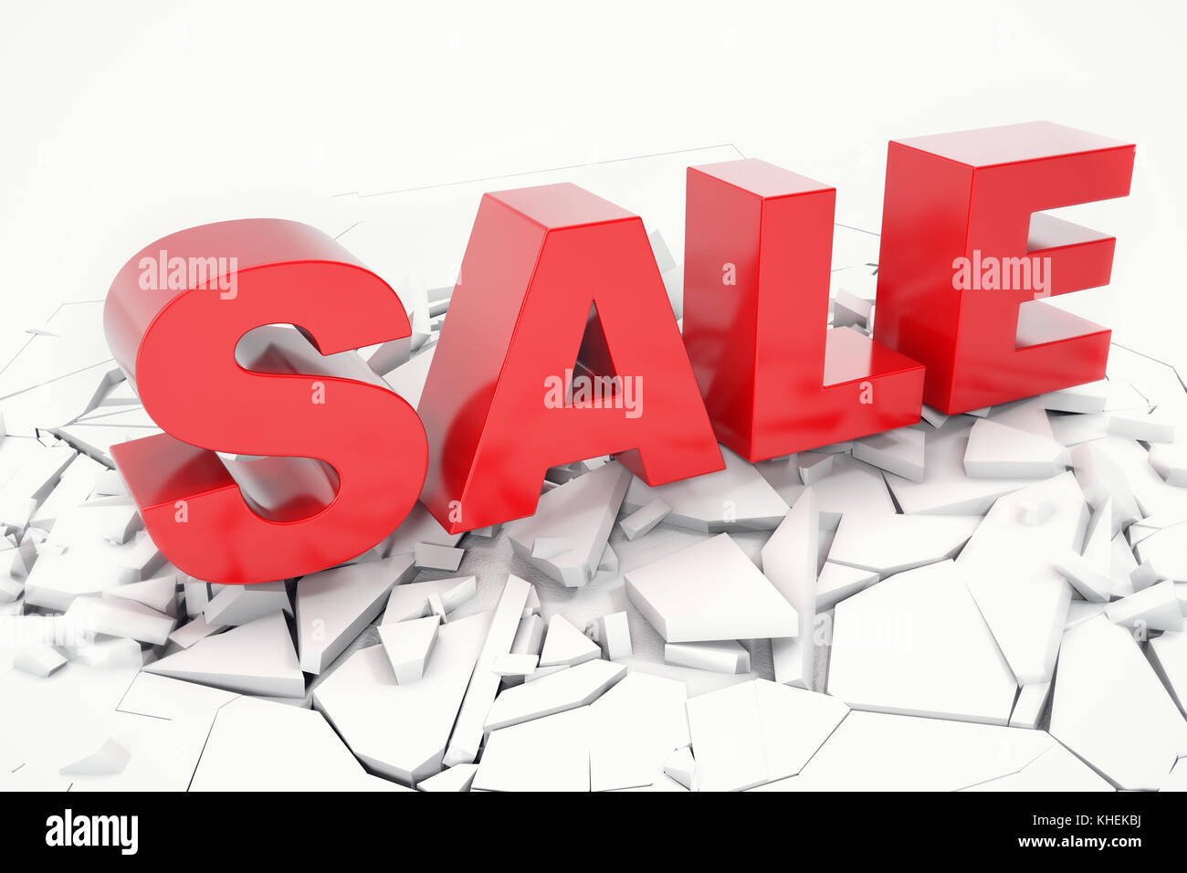 3D Rednering Sale fallen word. 3D red sale word isolated over white ...