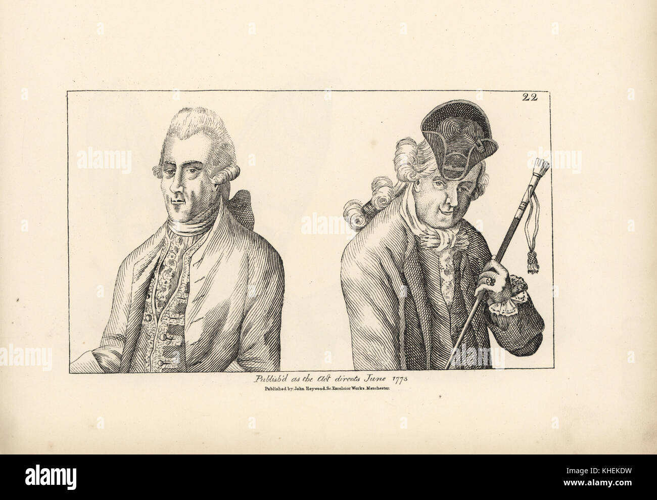 Caricature of macaroni fashions of the late 18th century, men in long ...