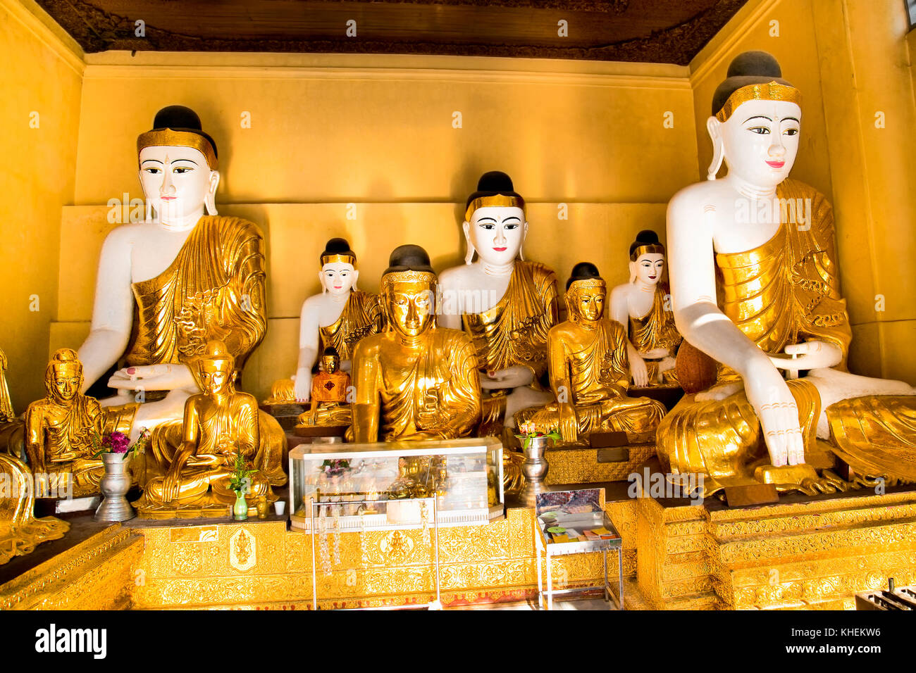 Inside of Shwedagon Paya pagoda in Yangon. Myanmar. (Burama Stock Photo ...