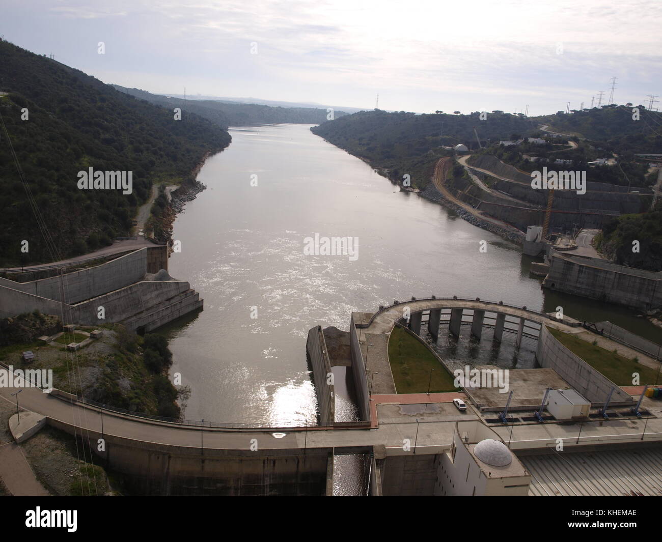 River dam in Alqueva, Portugal Stock Photo - Alamy