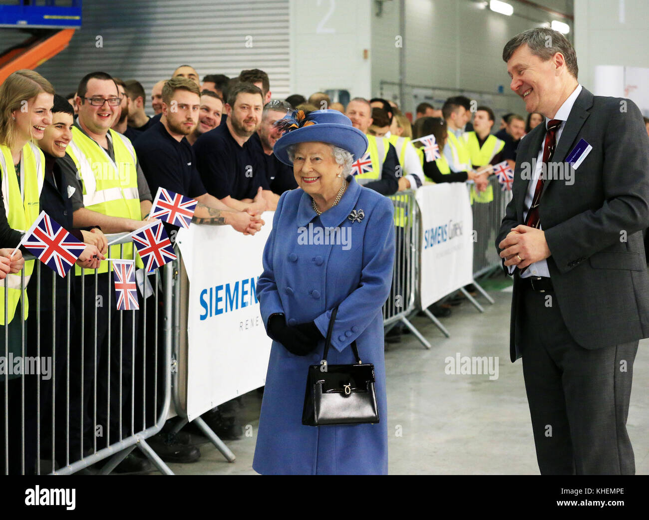 Queen Elizabeth II with Managing Director of the Wind Power Division at ...