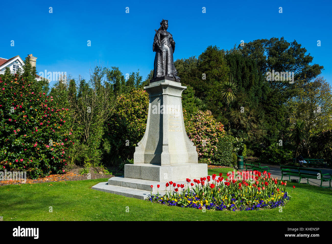 Victoria monument in the Candie gardens, Saint Peter Port, Guernsey ...