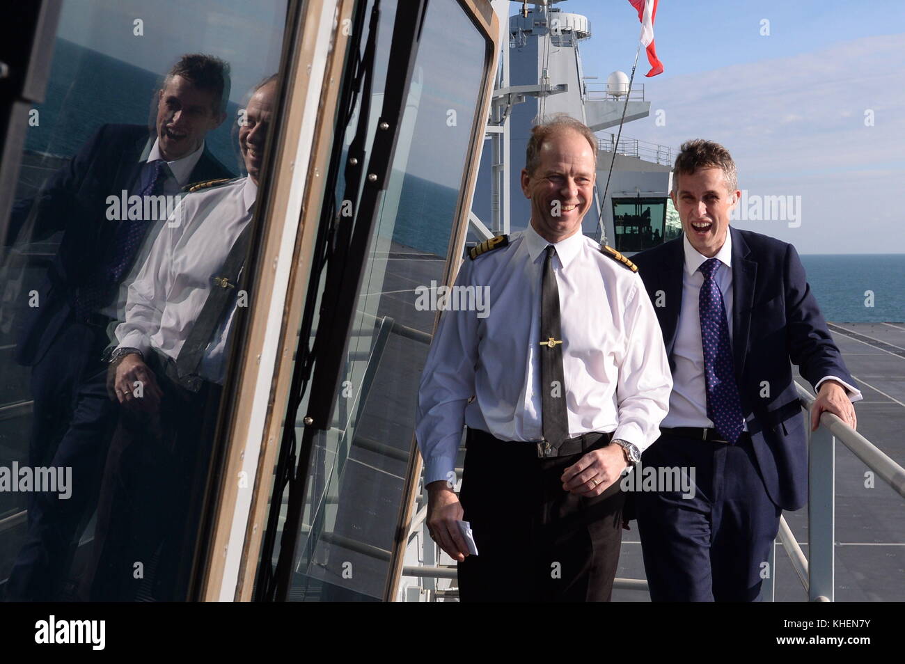 Captain Jerry Kyd (left) with Defence Secretary Gavin Williamson ...