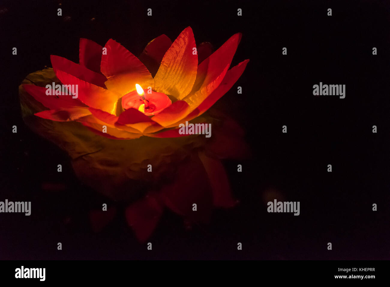Floating Lotus Flower Paper Lanterns On Water Stock Photo - Alamy